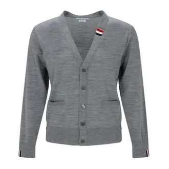 Thom Browne Homme, Pulls, Gris, Taille: XL Gilet en Laine Gris Pull