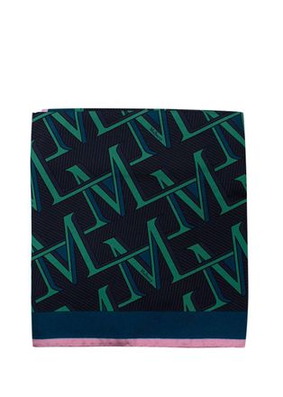 Mulberry Blue Logo Printed Silk Twilly