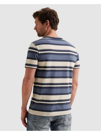 PME Legend T-Shirt Short sleeve r-neck slub striped jersey mit Logo Stickerei