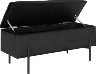 House Nordic Bank Watford mit Stauraum Schwarz Samt Wohnzimmerbank aufklappbar