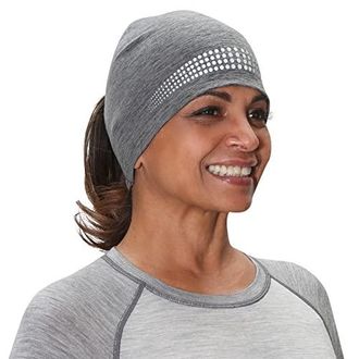 TrailHeads Adrenaline Series Bonnet de Course pour Femme avec d&eacute;tails r&eacute;fl&eacute;chissants Noir, Gris chin&eacute;/r&eacute;fl&eacute;chissant, Taille Unique