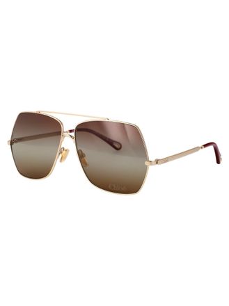 Chlo&eacute; CH0278S Metal Square Frame Sunglasses - Gold