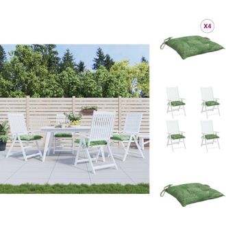 vidaXL Stuhlkissen 4 Stk. Blattmuster 50x50x7 cm Stoff - Gartenkissen - Sitzkissen - Polyesterkissen - Wasserfeste Kissen - Rutschfeste Kissen