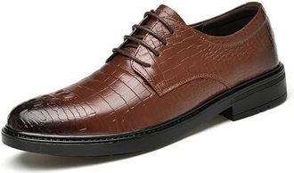 Generic Chaussures habillées for Hommes à Lacets, Bout Rond Bruni, imprimé Crocodile, Chaussures Derby Basses, Semelle en Caoutchouc, antidérapantes, Talon Bl