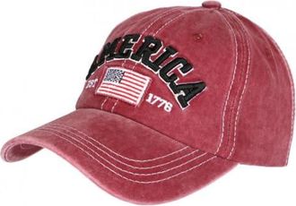 Nyls Création Casquette America Rouge Drapeau USA Vintage Baseball - Taille Unique - Rouge