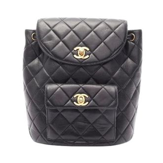 Chanel Pre-owned Sac &agrave; dos matelass&eacute; en cuir dagneau - Femme - Pre-owned - Noir - Taille: ONE Size
