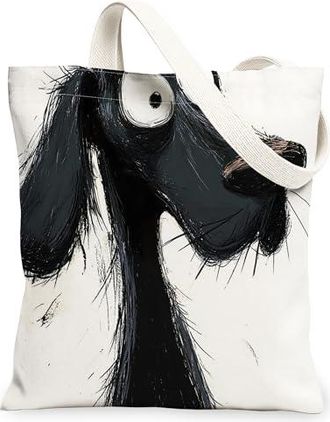 Generic Sac fourre-tout amusant en toile motif chien de Weimar de Weimar pour faire du shopping 33 x 38,1 cm, sac &agrave; bandouli&egrave;re r&eacute;utilisable pour femme, peint