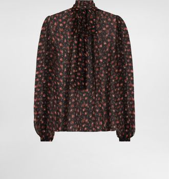 Dolce & Gabbana Top Aus Chiffon Mit Röschen-print - Frau Blusen Und Tops Mehrfarbig 46