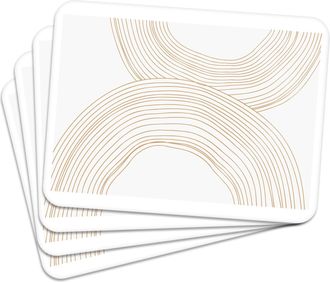 MG Design Set aus 4 Kork-Platzsets - Abstract Shapes 3 - 30 x 40 cm - hitzebest&auml;ndig & abwischbar, mit Korkr&uuml;ckseite