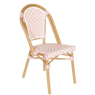 Oviala Chaise de terrasse en aluminium et rotin synth&eacute;tique rose