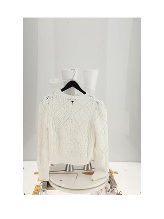 Dior Womens Pullover Ecru Cotton Sweater