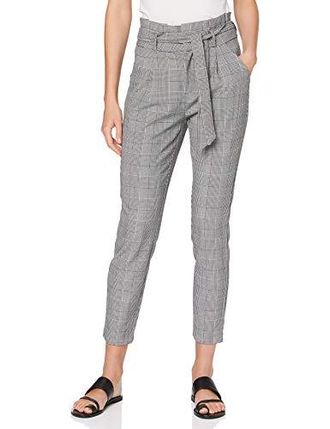 Vero Moda Vero Moda Femme Vmeva Hr Loose Paperbag Check Noos Pantalon, Grey 1, L EU