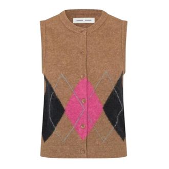 Sams&oslash;e & Sams&oslash;e Gilet Sanoura - Femme - Pulls - Brun - Taille: 38 FR
