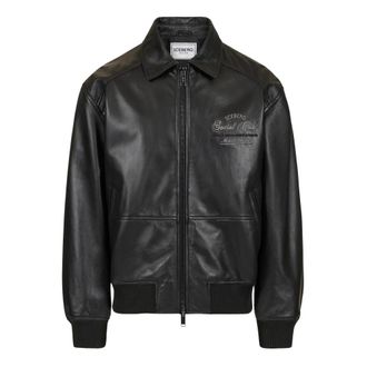 Iceberg Homme, Vestes, Noir, Taille: M Leather Bomber Jacket