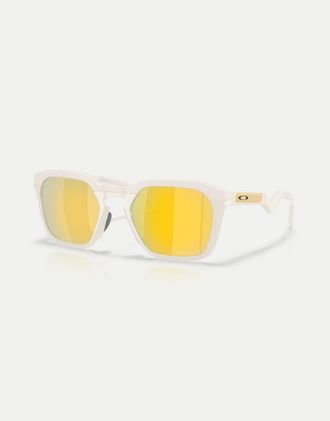 Oakley Hstn - Eckige polarisierte Sonnenbrille in Matte Mist mit goldfarbenen verspiegelten Gl&auml;sern-Grau