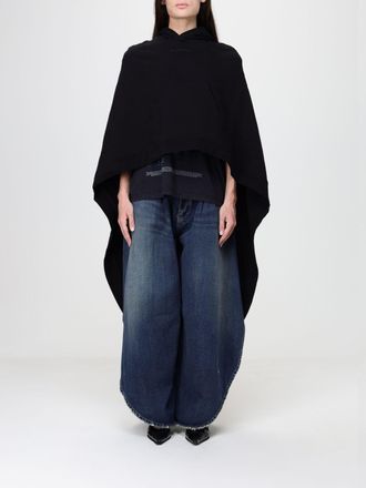 Balenciaga Longue cape oversize en coton avec capuche et ourlet asym&eacute;trique