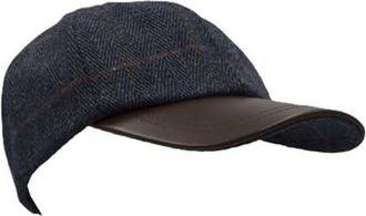 Walker and Hawkes Walker & Hawkes - Hoaden - Casquette de Chasse Derby - Unisexe - Tweed/visi&egrave;re en Cuir - Tweed Marron - Taille Unique