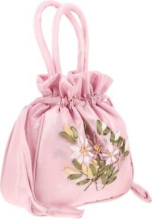 Supvox Paquet &agrave; Main Ethnique Brod&eacute; Pour Femmes Rose, Pochette En Tissu, Petit Paquet Port&eacute; Main Anse Fine, Style Boh&egrave;me, Usage Quotidien Et Soir&eacute;es, Taille 