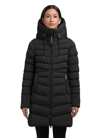 Khujo Damen langer Wintermantel warmer Steppmantel mit großer verstellbarer Kapuze Tuhani5 Black Gr. XL