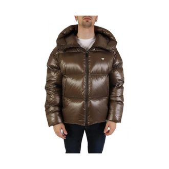 Emporio Armani Kapuzen-Daunenjacke aus Nylon - - Jackets - Herren - Braun - 3XL
