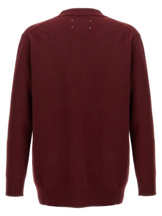 Maison Margiela Mens Bordeaux Wool Cardigan Clothing