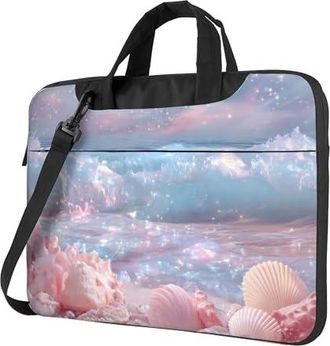Generic Housse de protection pour ordinateur portable de 15,6 pouces avec bandouli&egrave;re - Motif coquillages roses - Pour homme et femme, multicolore, 15.6 inch