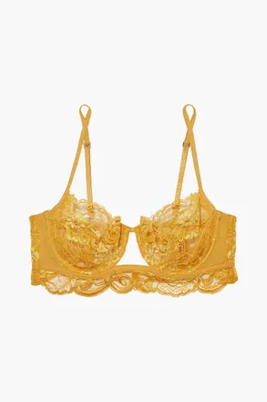 La Perla Ambra Balconette-BH mit B&uuml;gel aus schnurgebundener Stretch-Spitze mit Cut-outs - Gelb - IT I D