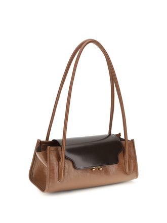 Marni Trunkette Calfskin Leather Shoulder Bag - Brown