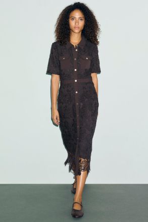 Gerard Darel Robe en dentelle &agrave; col - CLOTH - Marron