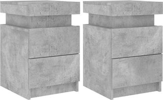 vidaXL Nachttische mit LED-Leuchten 2 Stk. Betongrau 35x39x55 cm Vidaxl