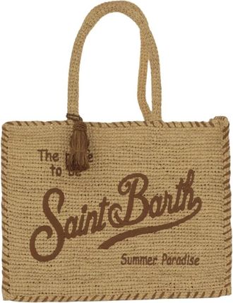 Saint Barth Femme, Sacs, Brun, Taille: ONE Size Vanity Raffia Border Vani013