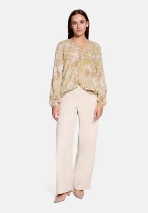 Betty Barclay Schlupfbluse BETTY BARCLAY Damen mit Print, Damen, Gr. 36, beige, gr&uuml;n, Obermaterial: 100% Viskose, figurumspielend normal, V-Ausschnitt, Blusen Schlu