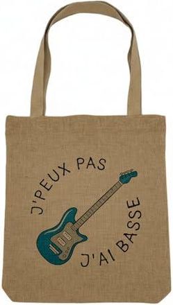 Fabulous Sac Shopping Tote Bag Aspect Lin - JPeux Pas Jai Basse Electrique Guitare Rock Blues - Sac de Courses Toile Epaisse 360g Beige Naturel Cabas Port&eacute; Epa