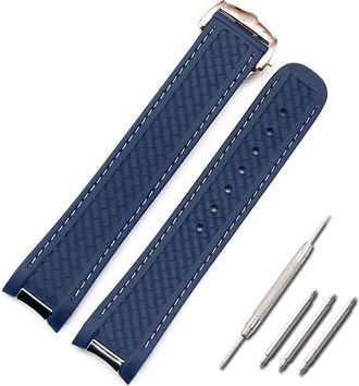 Generic Silikonarmband 20 mm Uhrenzubehör für Omega Hippocampus 300 AT150 8900 Meter Marinegummi-Schmetterlingsschnallenband