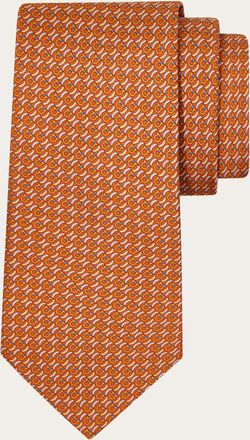 Ferragamo Herren Seidenkrawatte mit Klammern-Print Orange
