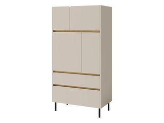 Mirjan24 Kommode Lonitz LZ05, Highboard grifflos mit 2 Schubladen & 4 T&uuml;ren, hohe Anrichte auf schwarzen Metallf&uuml;&szlig;en, Schrank f&uuml;r Jugendzimmer (Sandbeige + Ge&ouml;