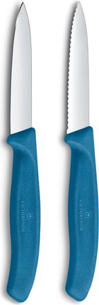 Victorinox by Swiss Army Swiss Classic Gem&uuml;se- und Sch&auml;lmesser, f&uuml;r Obst und Gem&uuml;se, Extra Scharf, Gerade und Wellenschliff, Rostfreier Stahl, Blau