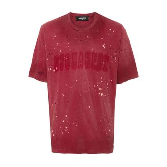Dsquared2 Homme, Tops, Rouge, Taille: L T-shirt rouge avec logo imprimé