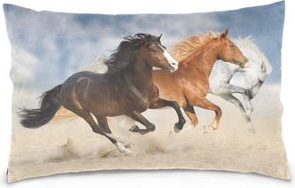 Linomo Kissenbezug 40x60 cm, Tier Pferd Laufen Dekorative Kissenbezug Kissenhülle für Couch Sofa Bett Hause