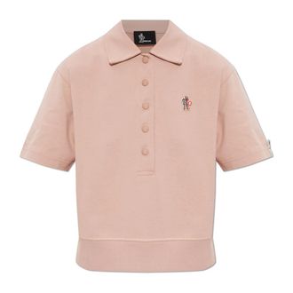Moncler Logo Patch Cotton Polo Shirt - - Tops - Damen - Rosa - M