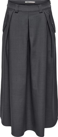 Only Damen ONLGINNY HW Mel Wide Long Skirt PNT Rock, Dark Grey Melange, 36