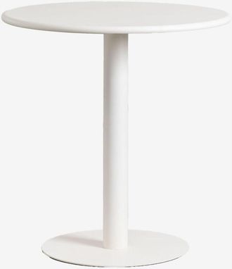 Sklum Sklum - Table de cuisine ronde &Oslash;70 cm en m&eacute;tal Mizzi Blanc Gardenia