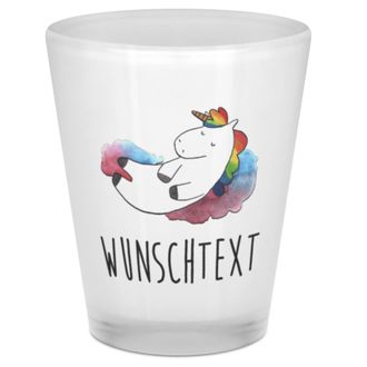 Mr. & Mrs. Panda Personalisiertes Schnapsglas Einhorn Wolke 7 - Personalisierte Geschenke, Schnapsgl&auml;ser, Unicorn, mit Name, Personalisiert, Einh&ouml;rner, Geschenk, Hochz