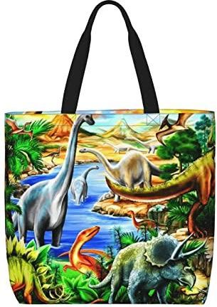 Generic Sac De Courses Dinosaures Anciens Sac &Agrave; Bandouli&egrave;re En Toile Personnaliser De Grande Capacit&eacute; Sacs &Agrave; Main, Pour Shopping, &Eacute;cole, Filles, Tous Les Jour