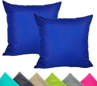 JACK 2er Set 40x40cm Outdoor Kissenhülle Kissenbezug Wasserfest Sitzkissen Lounge Kissen Garten Stuhl Lotus Effekt, Farbe:Blau