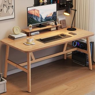 Generic Moderner Schreibtisch, Laptop Tisch, Arbeitsplatz for Homeoffice mit Computer, Tastatur, Dokumenten und Schreibtischlampe