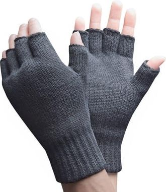 Heat Holders Homme Hiver Chauds 3.2 TOG Durable Confortable Thermique Gants sans doigts - pour le froid (Grey 2, One size)