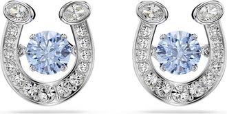 Swarovski Symbolica Ohrstecker, Rundschliff, Pav&eacute;, Hufeisen, Blau, Rhodiniert