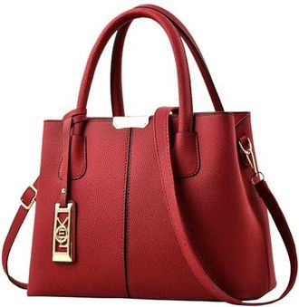 Generic Sac à bandoulière en cuir synthétique pour femme Sac à main simple grande capacité Sac à bandoulière pour femme, Rouge