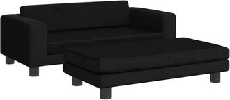 vidaXL Kindersofa mit Hocker Schwarz 100x50x30 cm Samt vidaXL